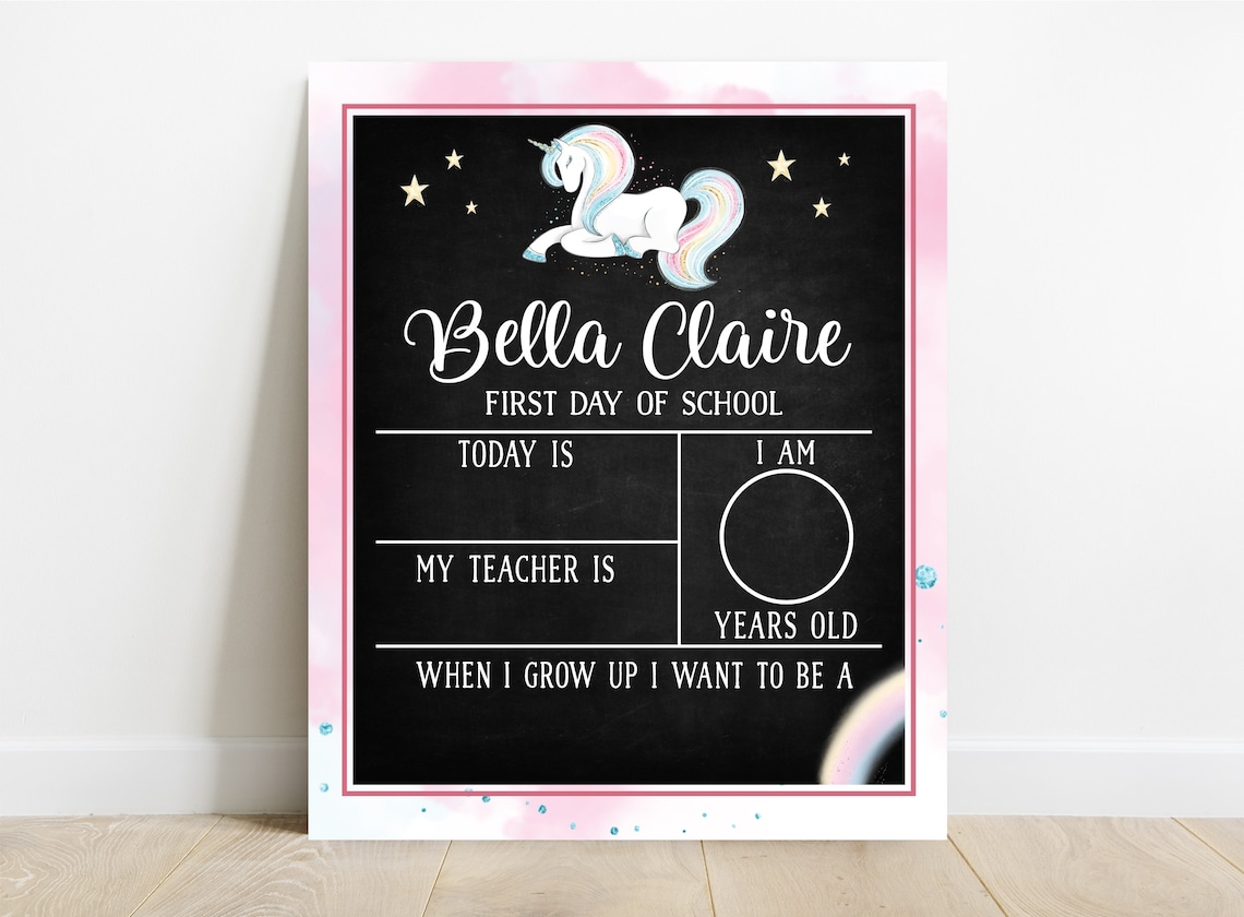 Unicorn Back to School Sign First Day of School Sign | Etsy