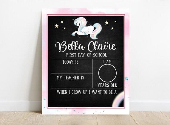 Unicorn Back to School Sign First Day of School Sign | Etsy
