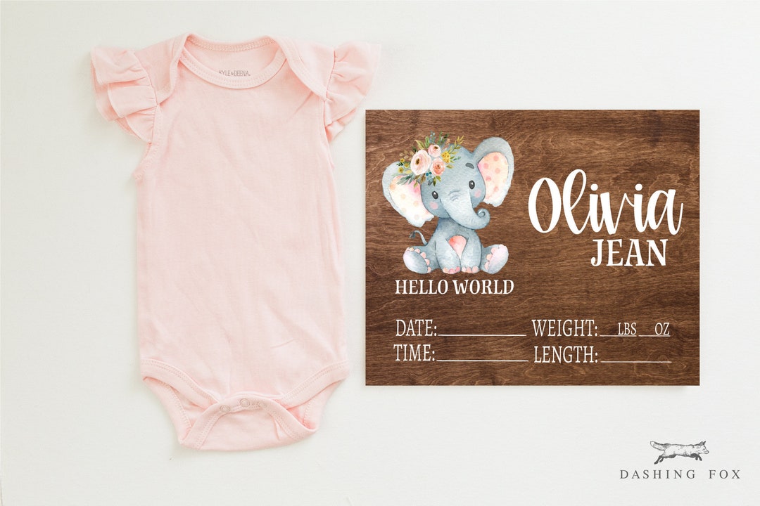 Elephant Birth Stat Sign,wood Sign, Safari Nursery Decor, Name ...