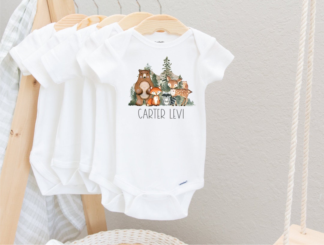 Personalized Woodland Onesie®, Woodland Animal Onesie®, Hello World ...