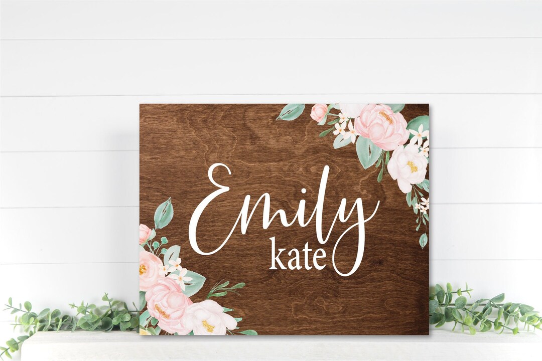 Wood Floral Name Sign, Custom Wood Sign, Nursery Decor, Name ...