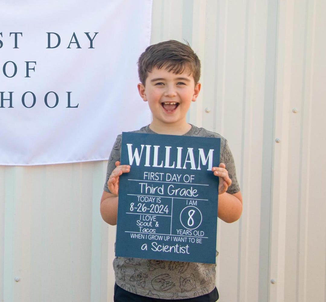 First Day of School Sign, Back to School Sign, Personalizable Reusable ...