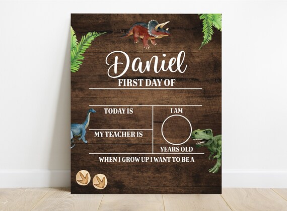 Dinosaur Back to School Sign First Day of School Sign - Etsy