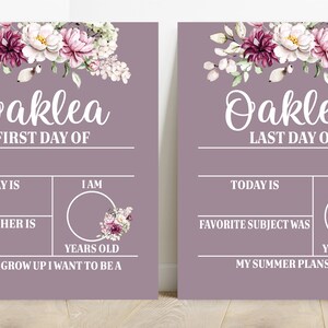 Floral First Day of School Sign, Back to School Sign, Reusable School ...