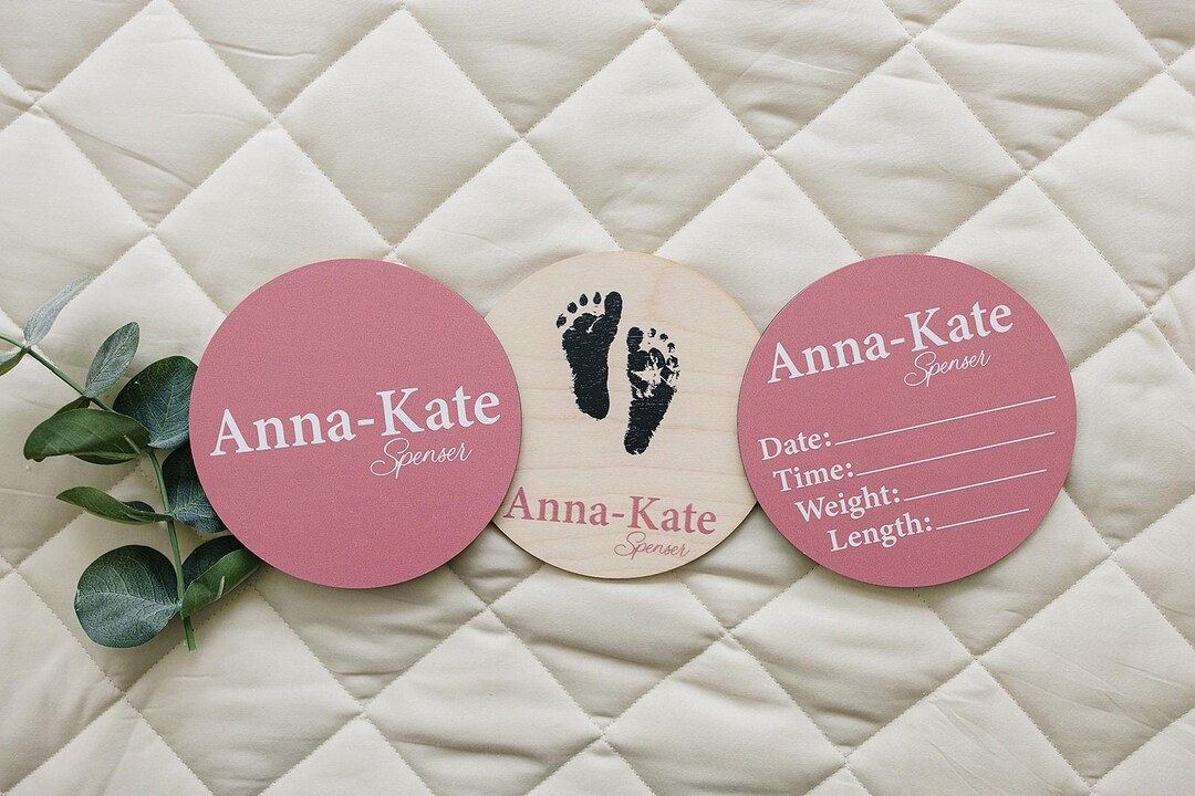 Personalized Birth Stat Footprint Name Sign Bundle – Custom Baby ...
