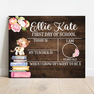 Cow Back to School Sign, First Day of School Sign, Reusable School Sign ...