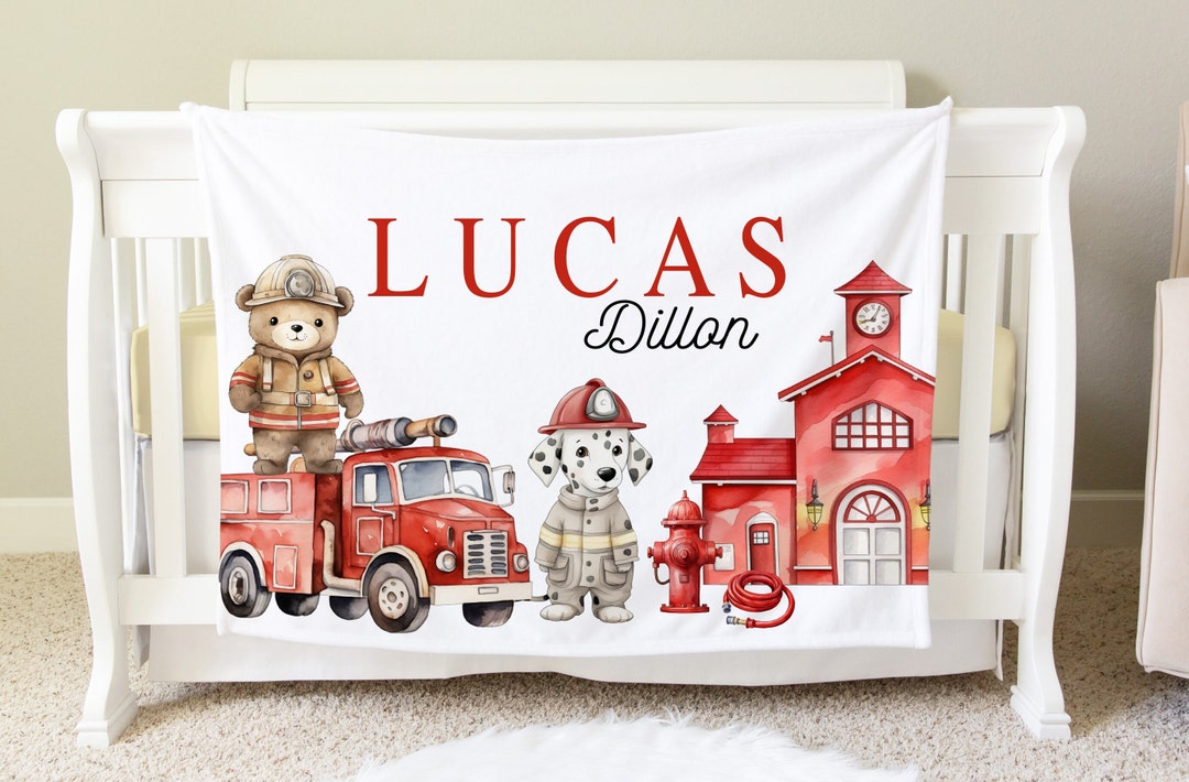 Firefighter Baby Blanket, Firefighter Nursery Decor, Fire Fighter Baby ...