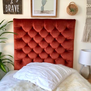 Dorm Room Twin Upholstered Headboard in Ruby Red Velvet Tufted - Etsy