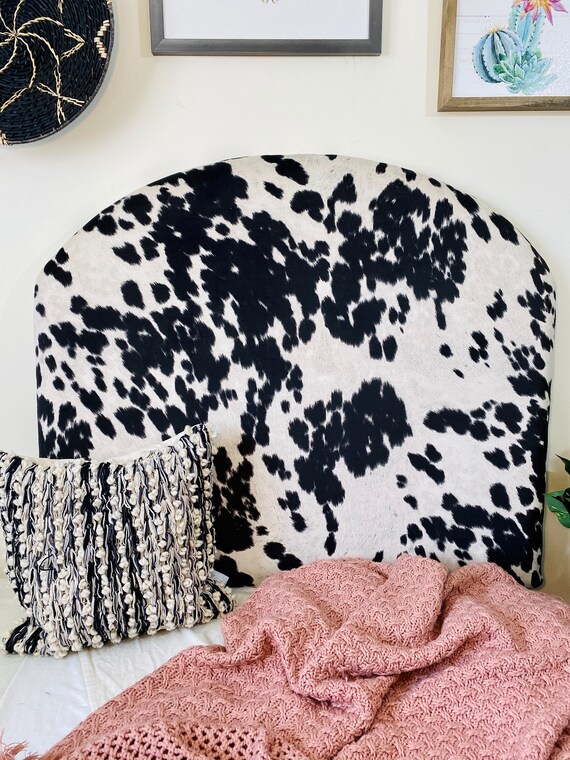 Dorm Room Twin Headboard Upholstered in Black Cow Hide Print 2 Styles Beveled or Arched With Easy Bed Attachment for College Bed Frame Etsy Norway