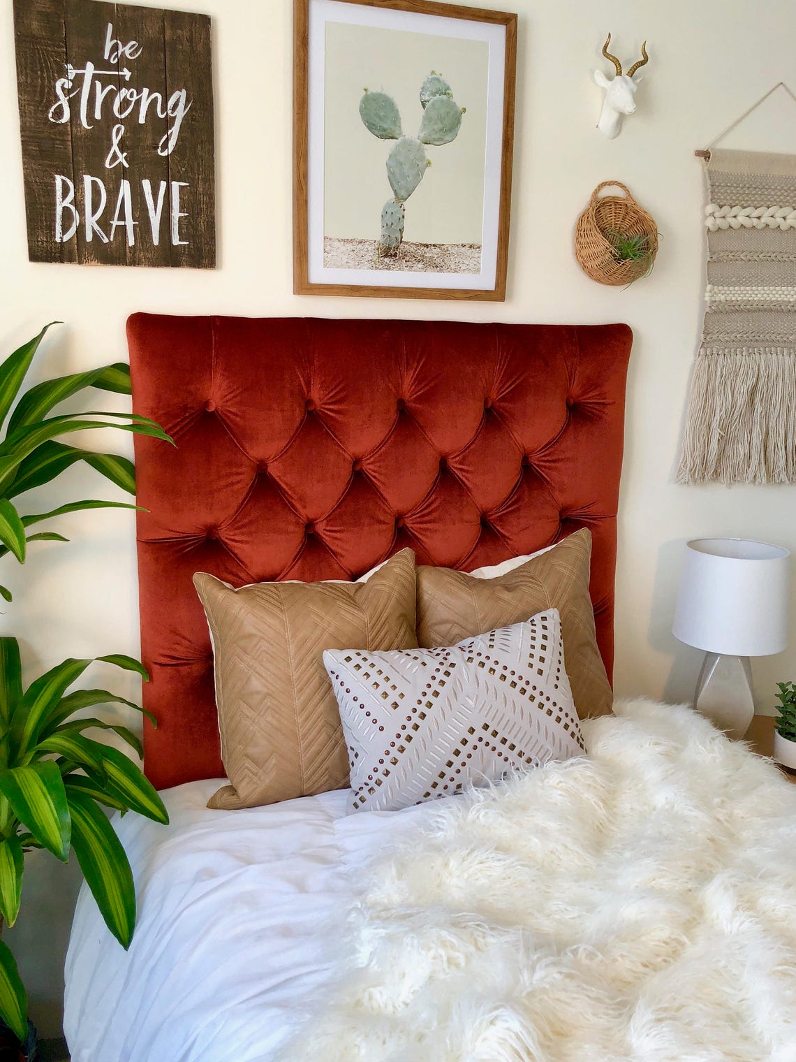 Dorm Room Twin Upholstered Headboard in Ruby Red Velvet Tufted - Etsy