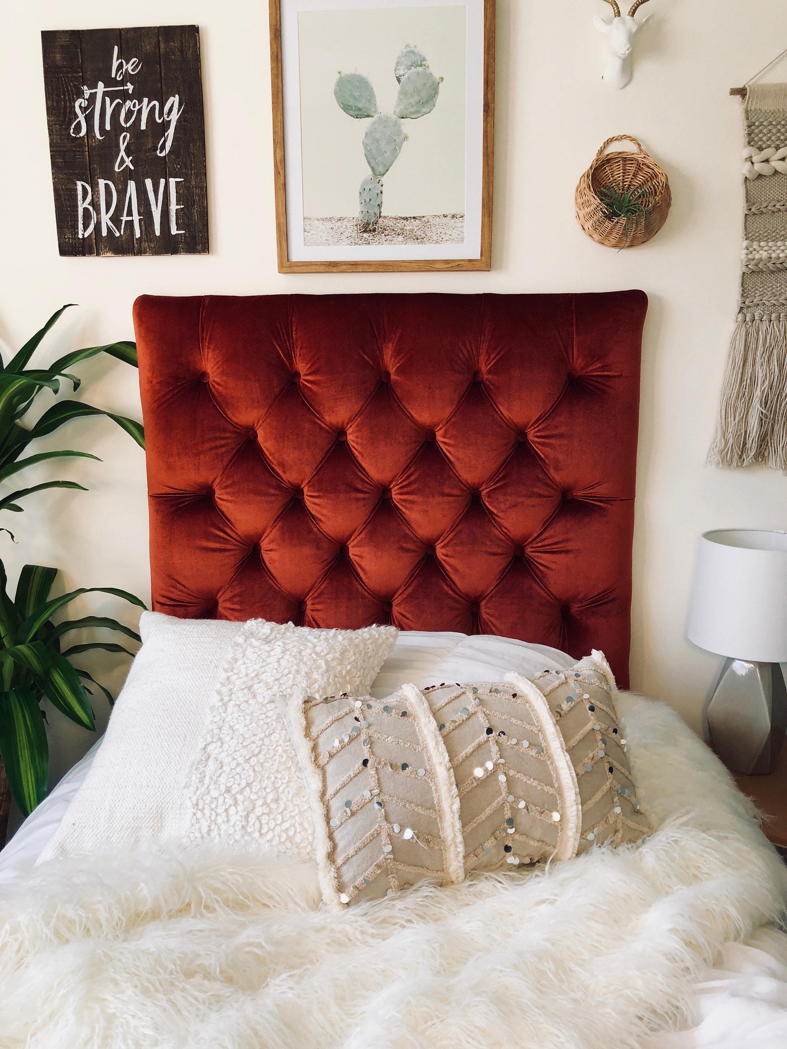 Dorm Room Twin Upholstered Headboard in Ruby Red Velvet Tufted - Etsy