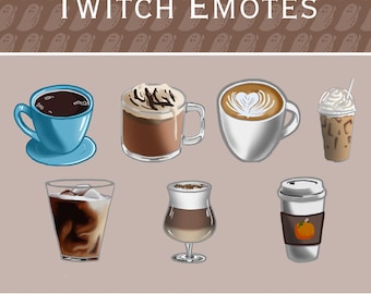 Coffee Cup Emotes for Twitch, Discord, Youtube. Coffee Themed Streams ...