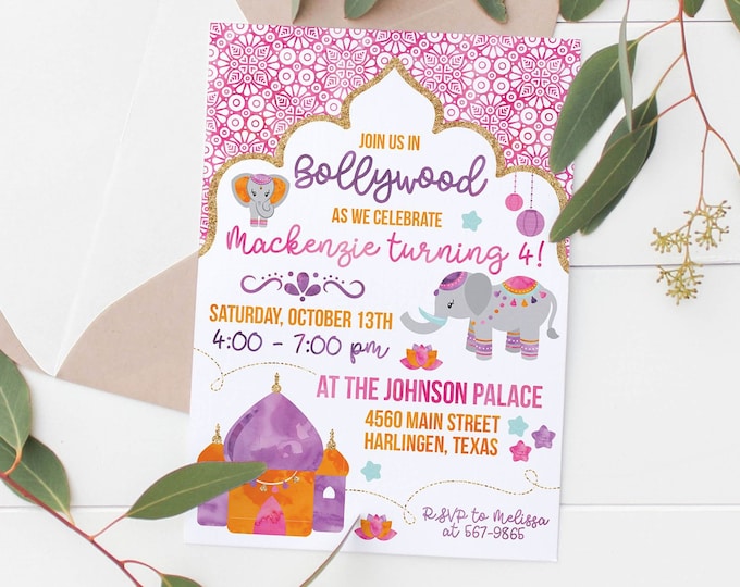 Printable Bollywood Kids Birthday Party Invitation | Bollywood Party ...