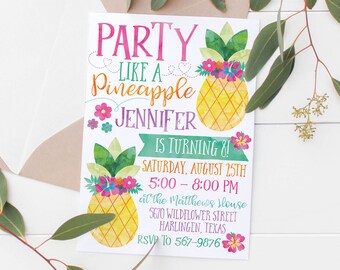 Pineapple Birthday Invitation, Pineapple Invitation, Pineapple Invite ...