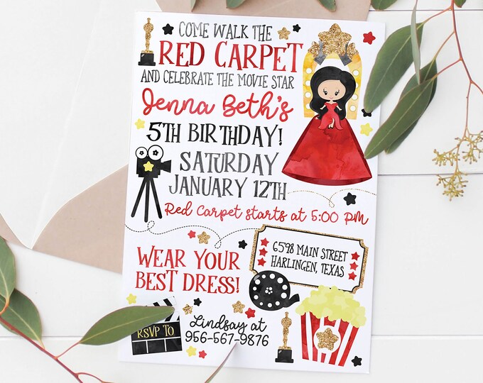 Printable Movie Star Party Invitation | Movie Star Party | Movie Star ...