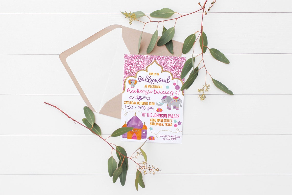 Printable Bollywood Kids Birthday Party Invitation | Bollywood Party ...