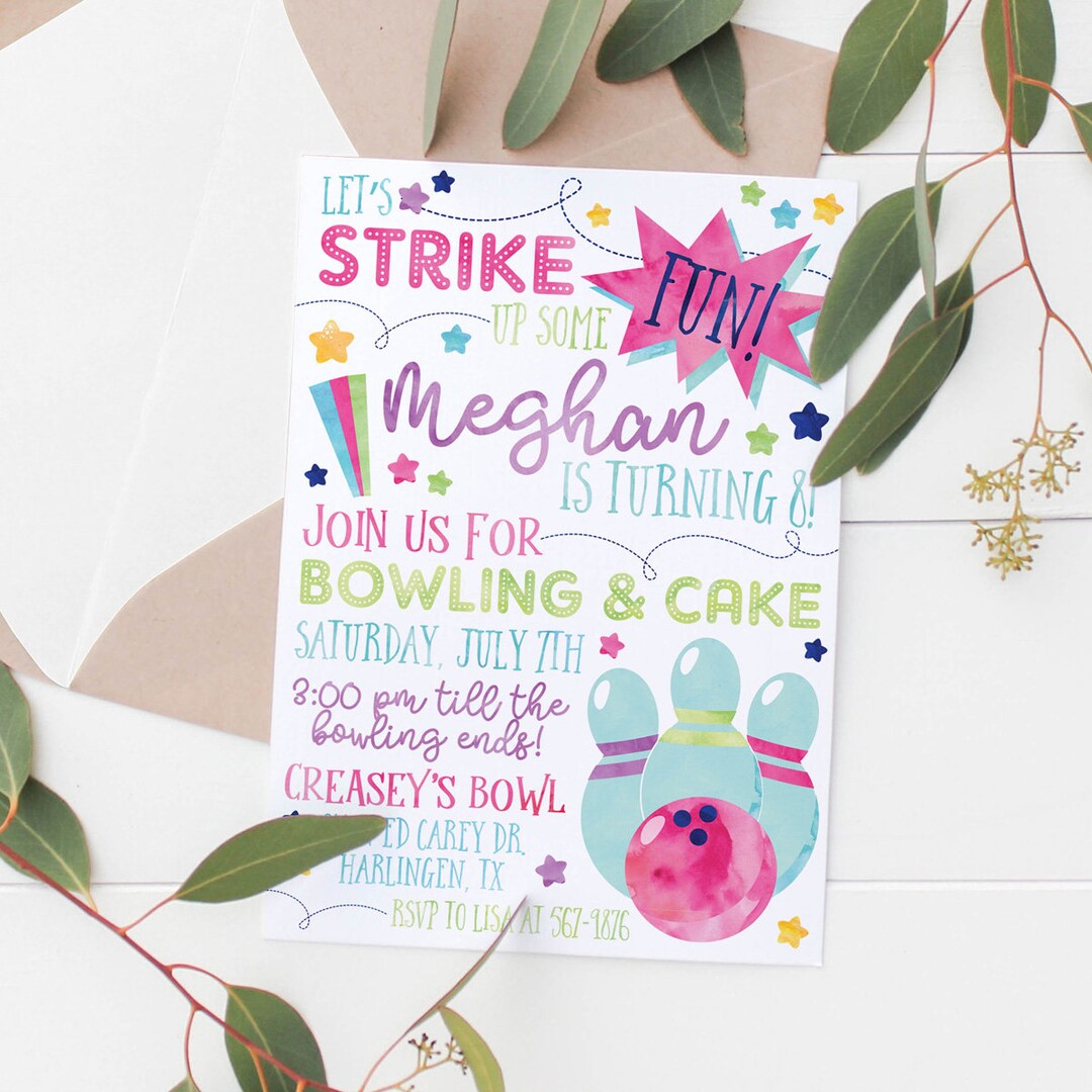 Printable Strike up Some Fun (bowling) Party Invitation | Bowling ...