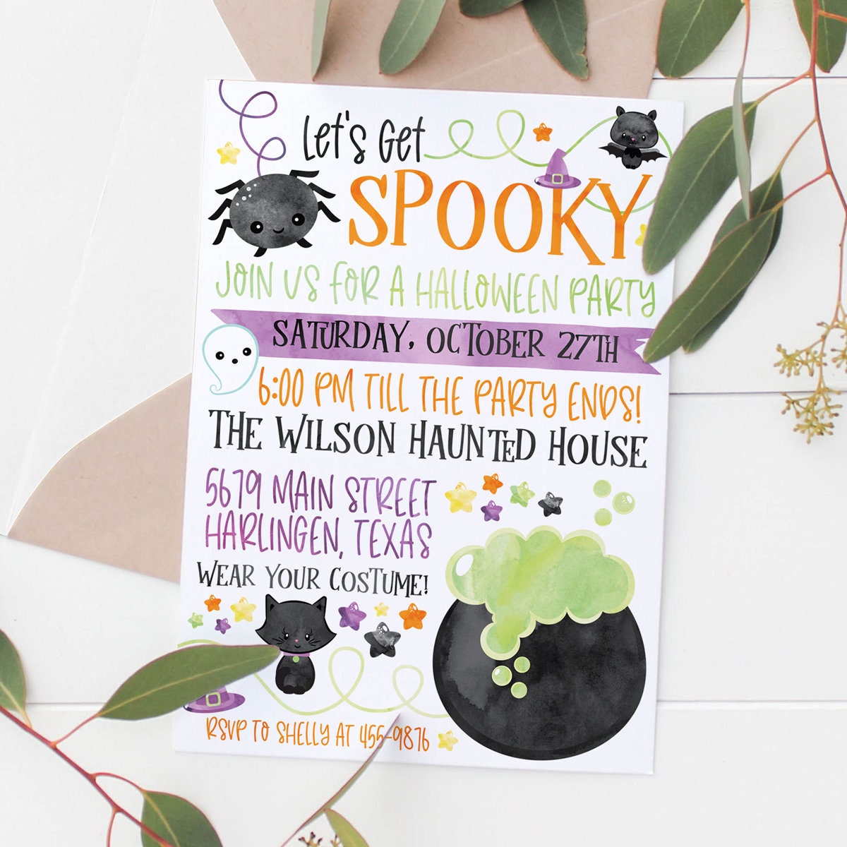 Printable Let's Get Spooky Halloween Party Invitation Halloween Party ...