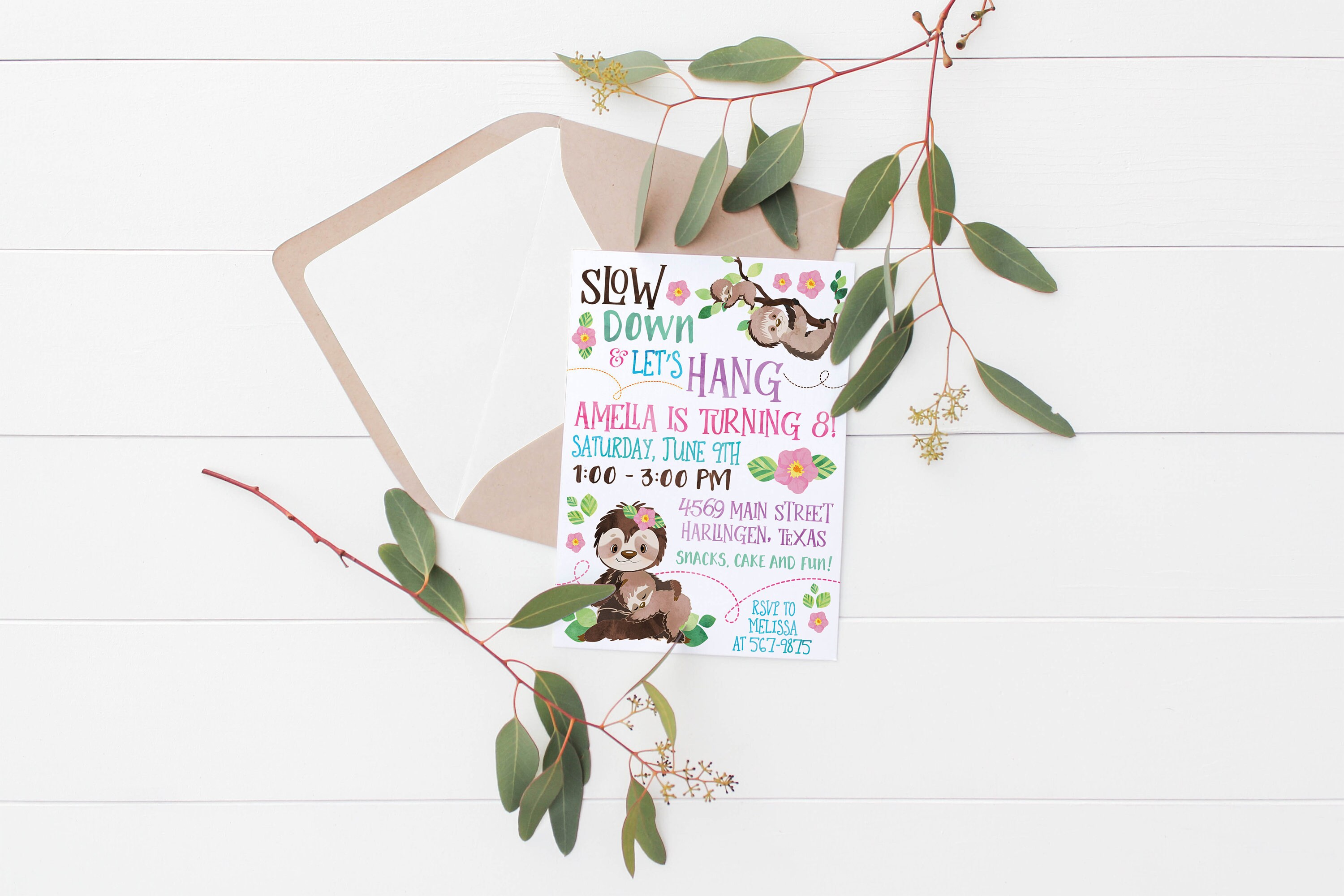 Printable Sloth Party Invitation Sloth Birthday Party - Etsy