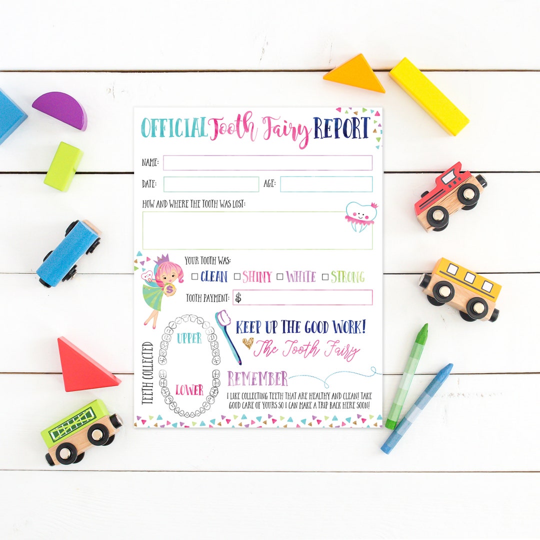 Printable Tooth Fairy Report | Tooth Fairy Receipt | Tooth Fairy ...