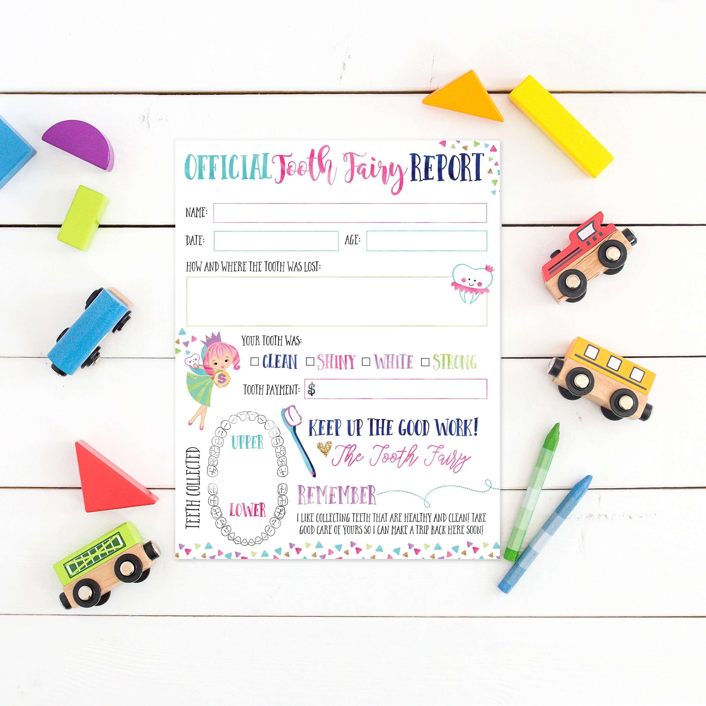 Printable Tooth Fairy Report | Tooth Fairy Receipt | Tooth Fairy ...