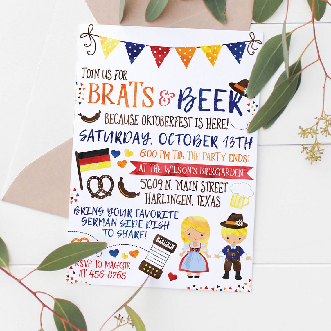 Printable Oktoberfest Party Invitation Oktoberfest Birthday Party Brats ...