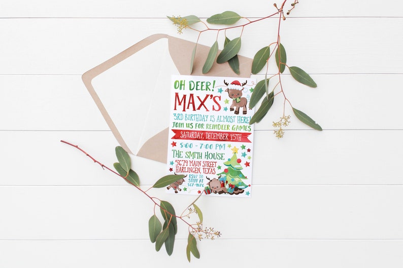 Printable Reindeer Games Kids Party Invitation | Holiday Party | Kids ...