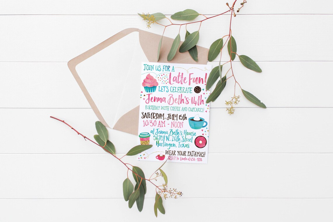 Printable A Latte Fun Kids Party Invitation | Latte Invitation | Coffee ...