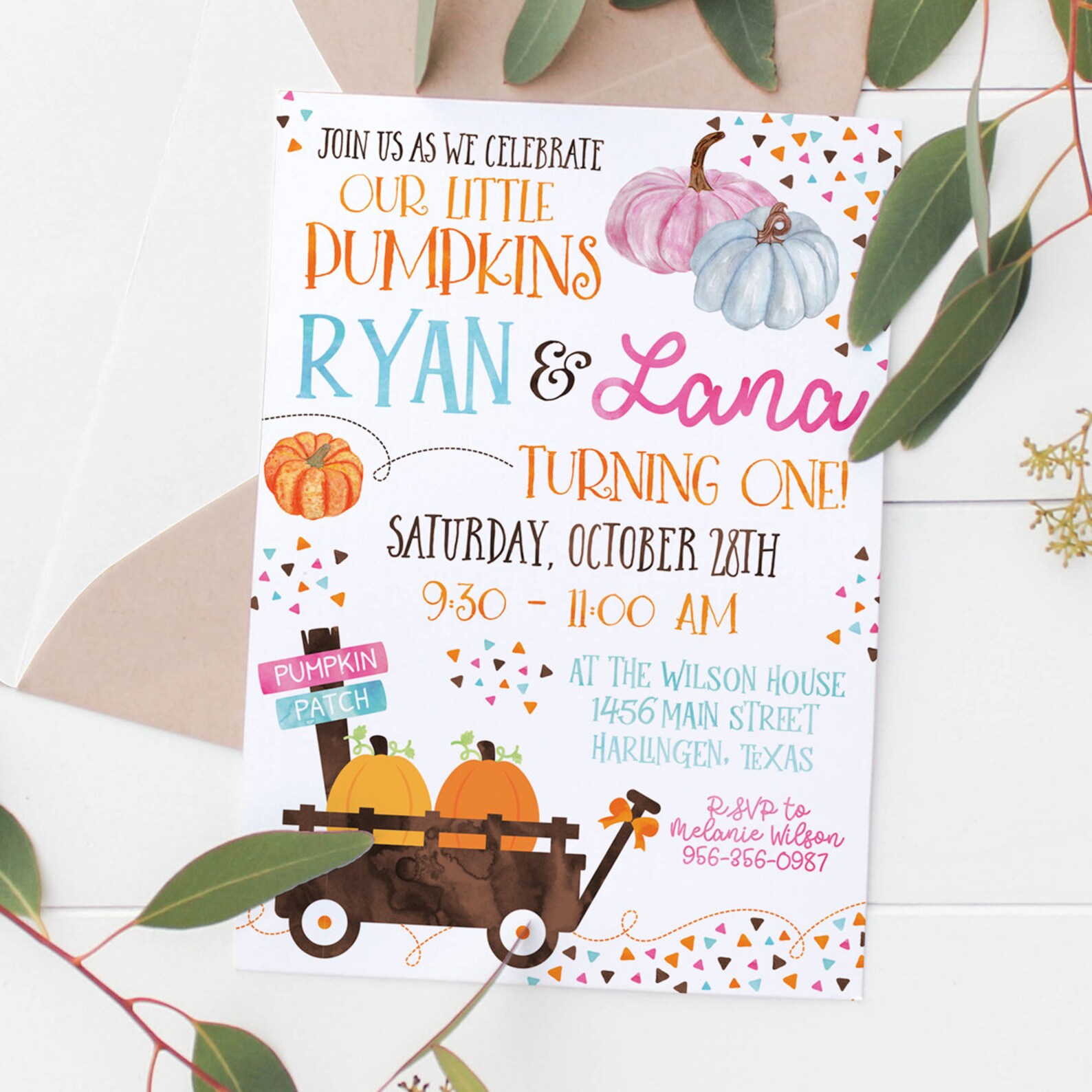 Printable Pumpkin Patch Party Invitation | Pumpkin Birthday | Twin ...