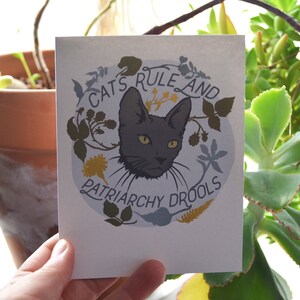 Valentines Day Card: Cats Rule and Patriarchy Drools, Feminist ...
