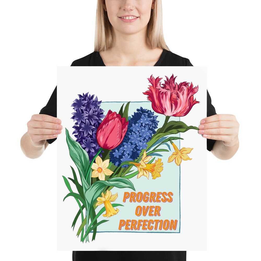 Mental Health Print: Progress Over Perfection self care home | Etsy
