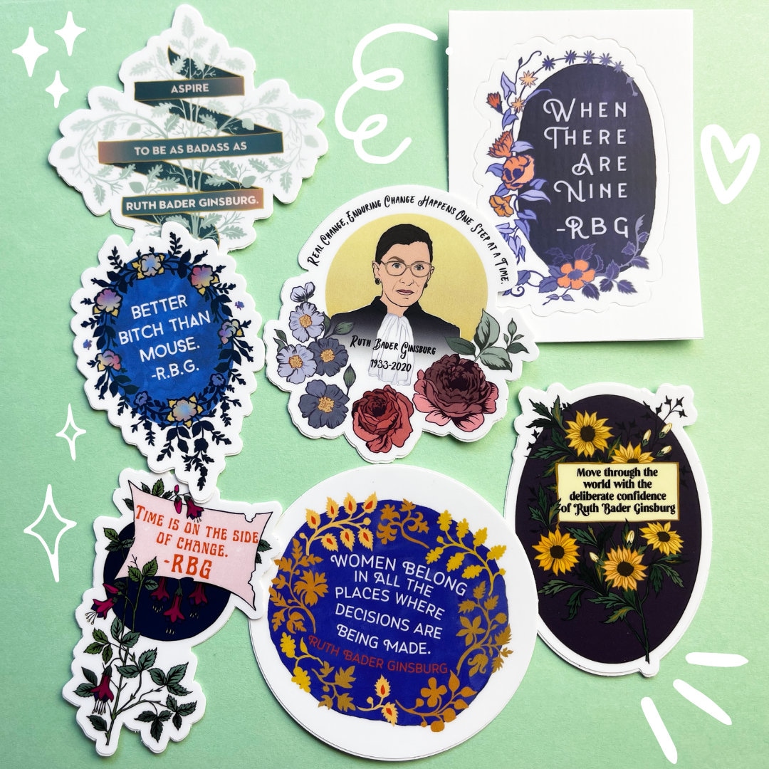 Feminist Sticker Pack: Ruth Bader Ginsburg Stickers, Waterproof, Laptop ...