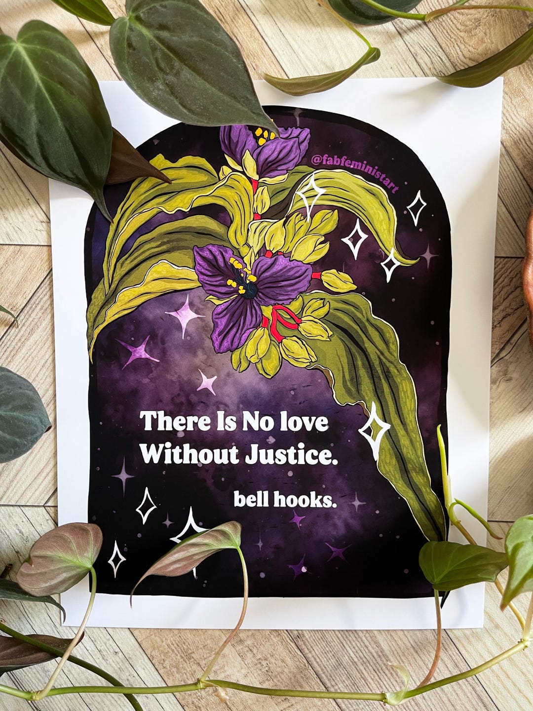 Feminist Poster: Bell Hooks Justice Quote, There is No Love Without ...