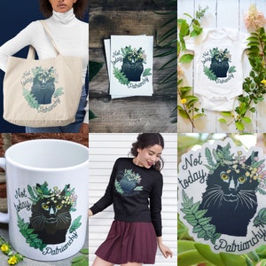 Feminist Tote Bag: Not Today Patriarchy, Organic Cotton Tote, Cat Lady ...