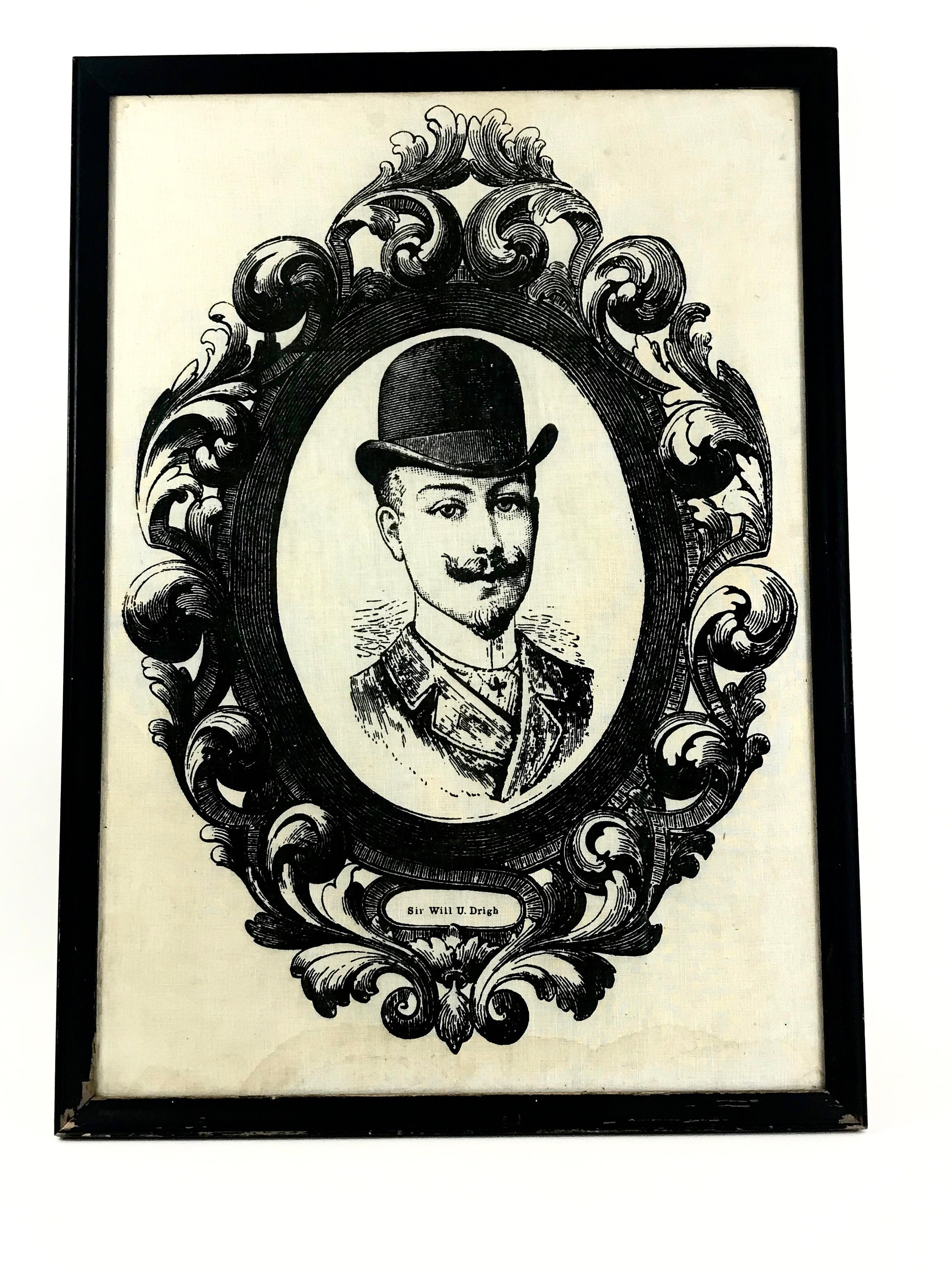 1970's Dapper Victorian Man Portrait Linen Screen Print - Etsy