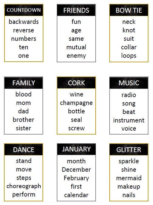 Printable New Year's Eve Taboo Game Cards Instant Download Game Winter ...