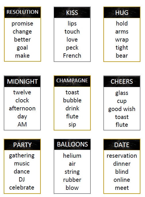 Printable New Year's Eve Taboo Game Cards - Instant Download Game ...