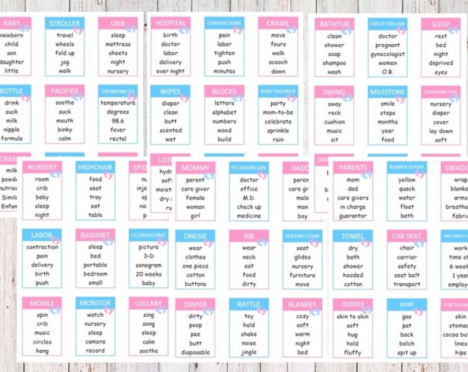 Printable Baby Shower Taboo Game Cards Instant Download Game for Gender ...