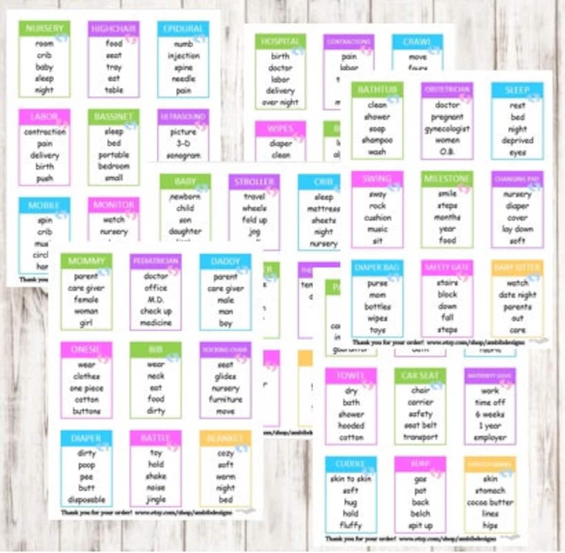 Printable Baby Shower Taboo Game Cards - Instant Download Game for ...