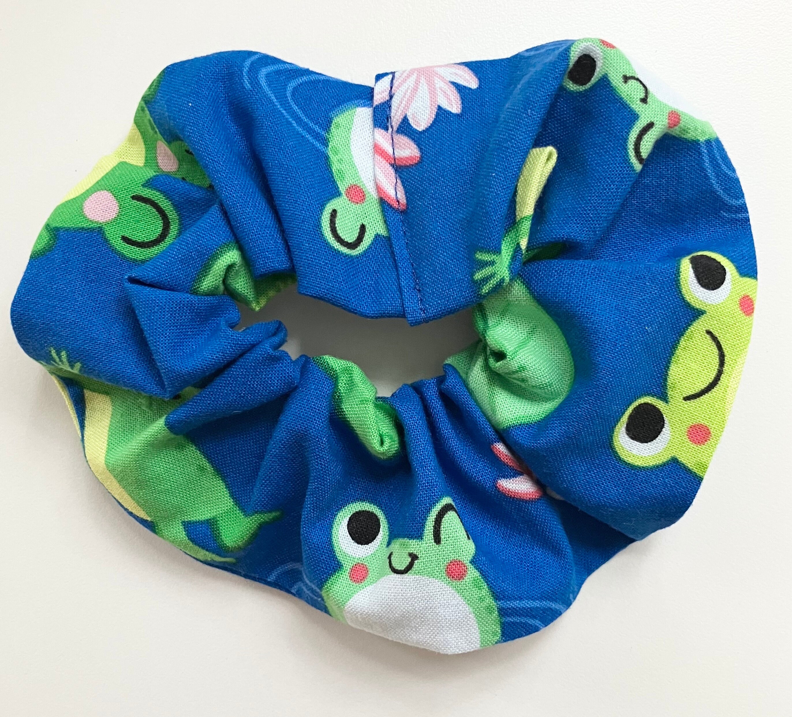 Hair Scrunchie Blue Scrunchie Blue Hair Scrunchie Frog Present Frog ...