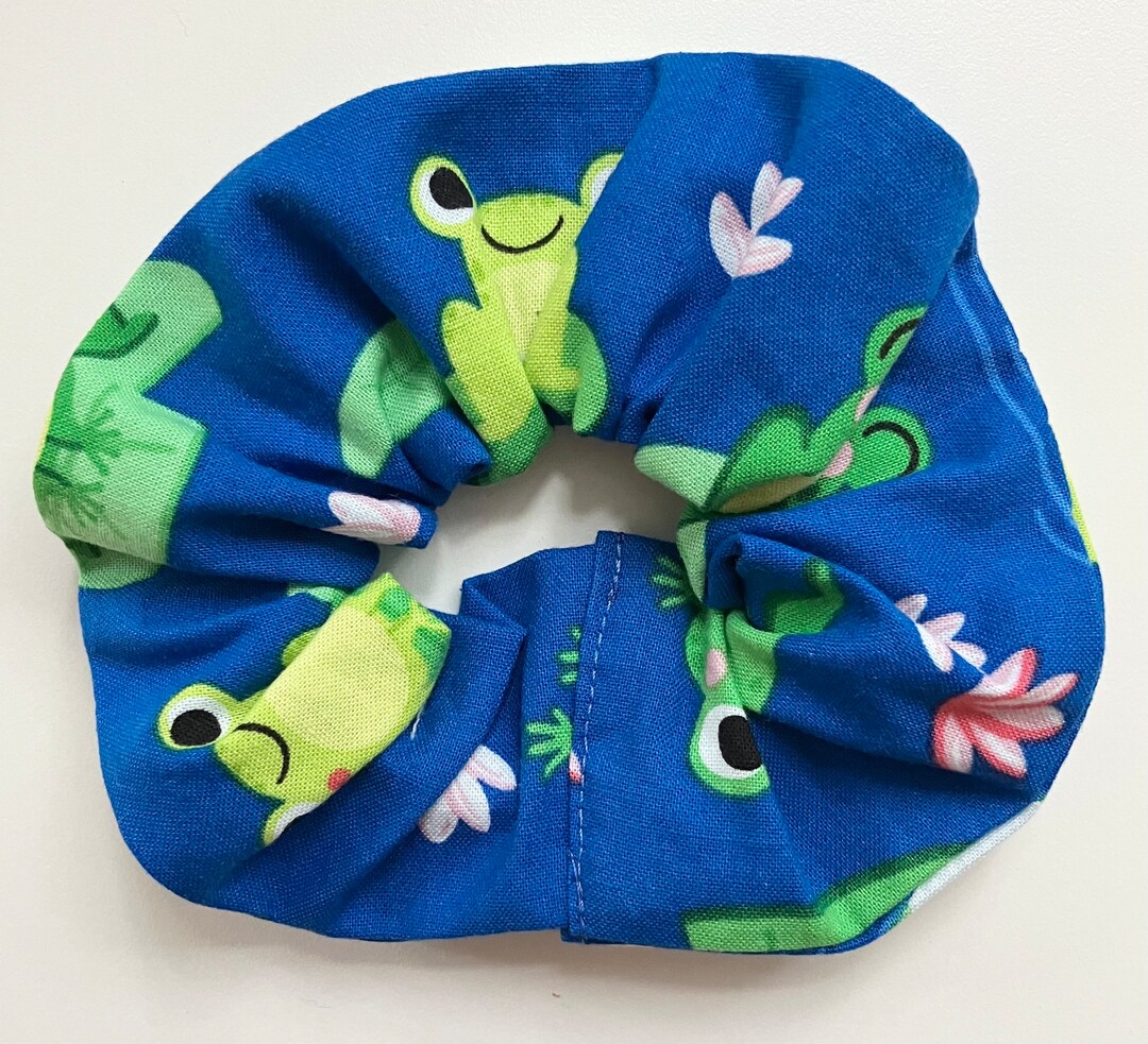 Hair Scrunchie Blue Scrunchie Blue Hair Scrunchie Frog Present Frog ...