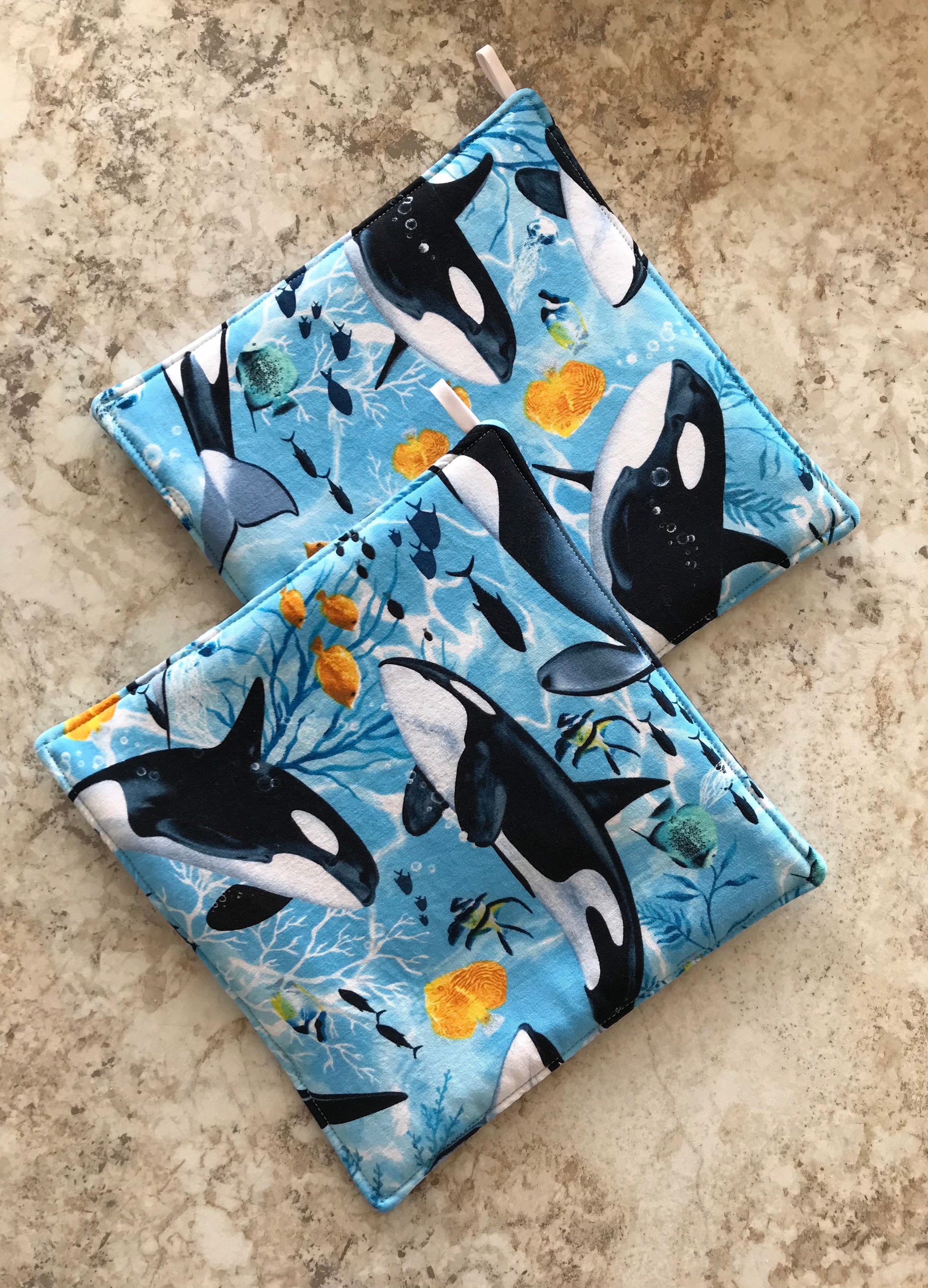 Porte-pots Ensemble de 2 porte-pots En tissu Porte-pots Cadeau baleine ...