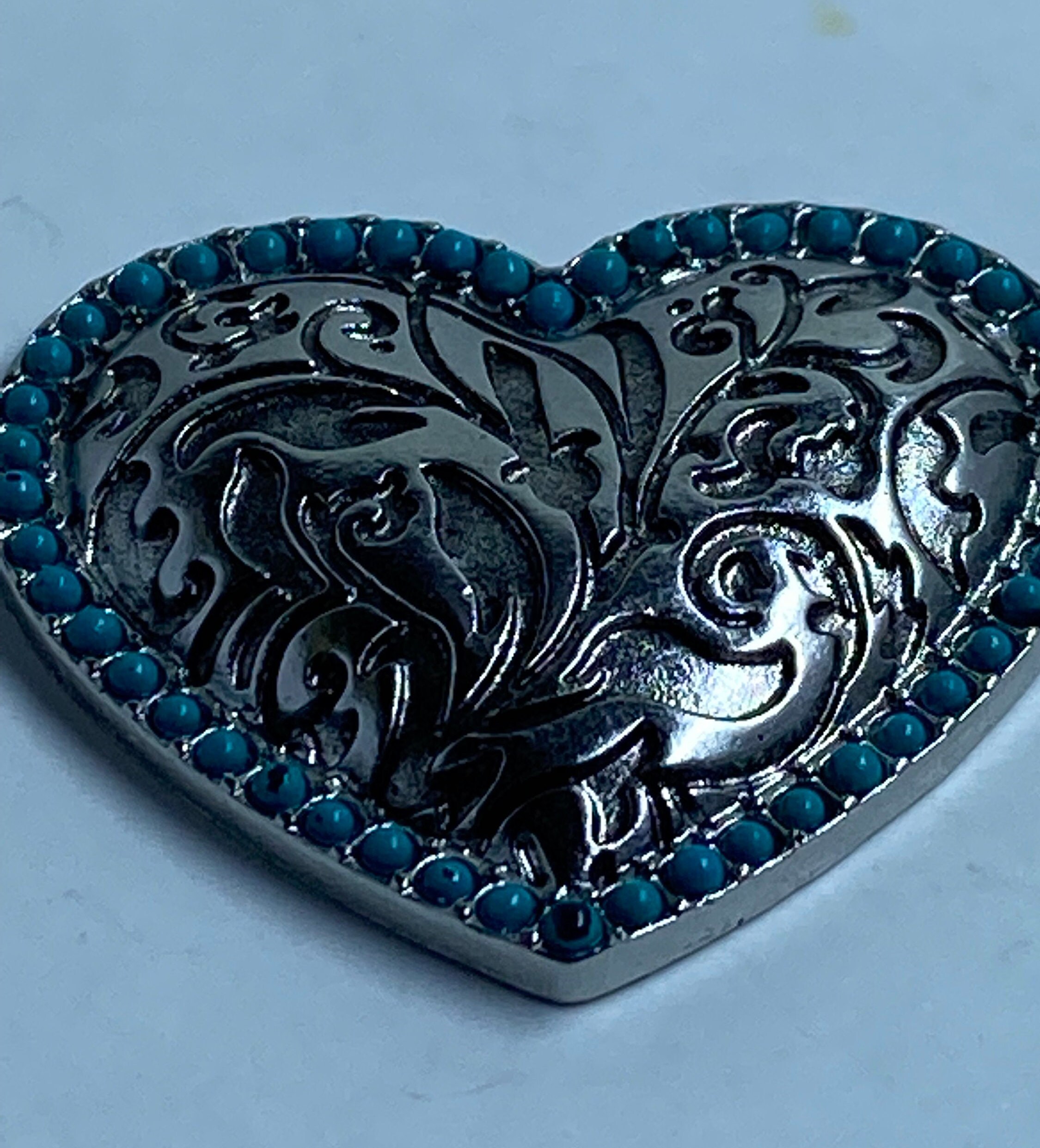 LEATHER TOOLED STYLE Heart Concho With Beaded Edge Flexible Mold ...