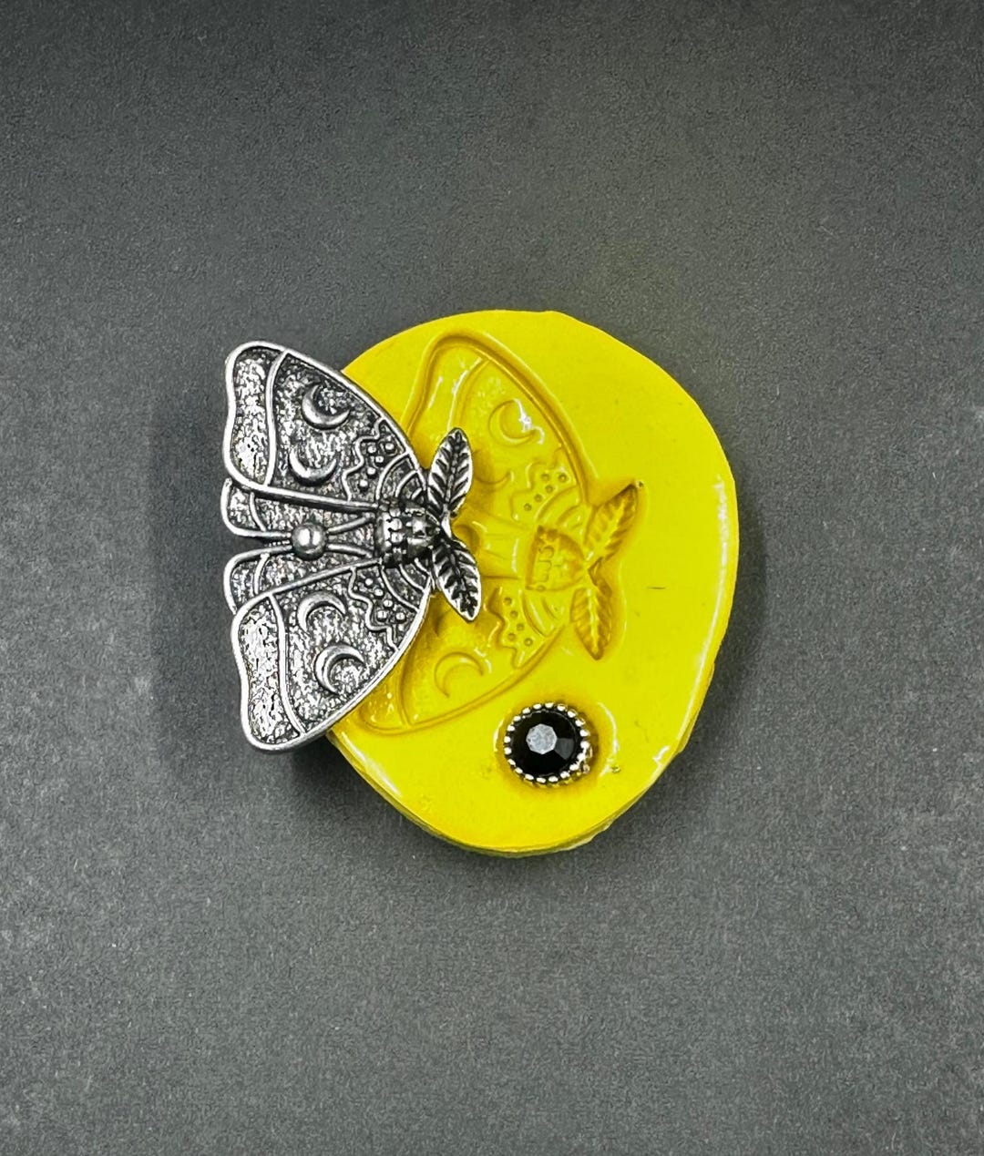 MOTH With Engraved MOON Design With Small Gem Flexible Mold - Great for ...
