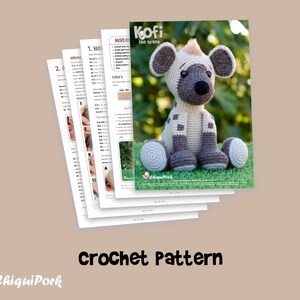 Crochet Hyena Pattern Amigurumi Hyena Pdf Tutorial - Kofi the Hyena - Etsy