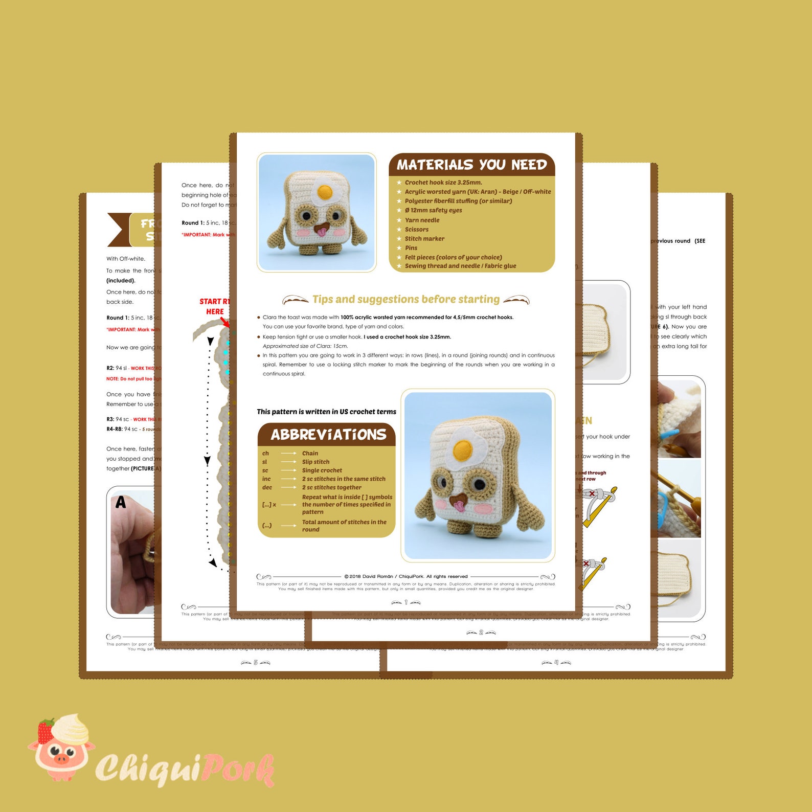 Crochet Toast PATTERN, Amigurumi Toast Pattern Pdf Tutorial - CLARA the ...