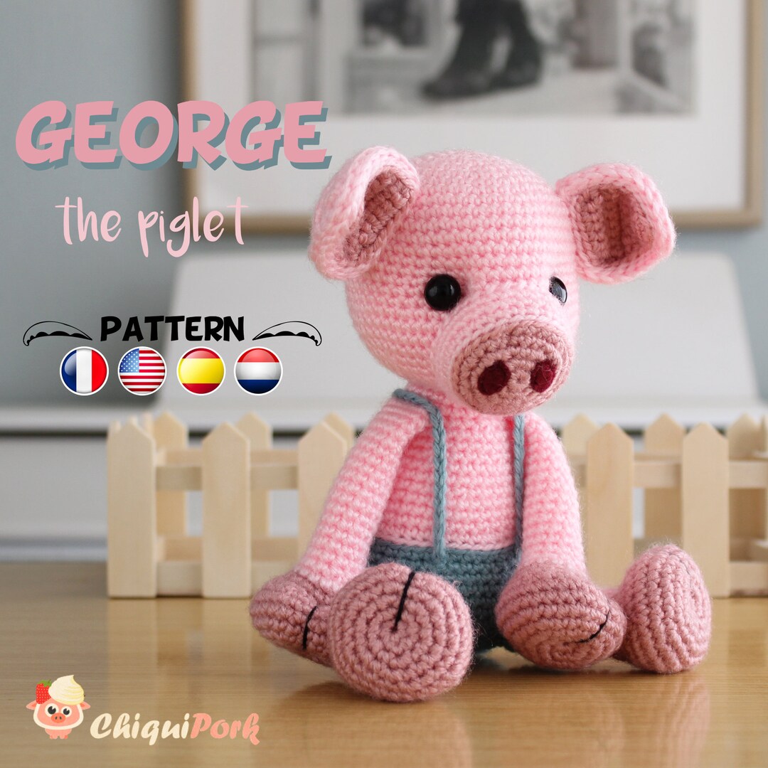 Patrón crochet Cerdito Amigurumi Cerdo pdf tutorial GEORGE el cerdito ...