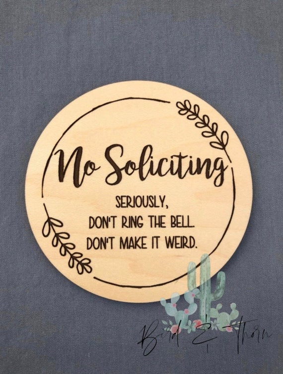 No Soliciting small sign for door or above doorbell | Etsy