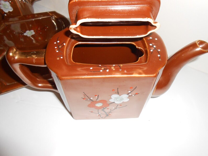 TT Japan Side by Side Tea Set With Tray Hand Painted Floral - Etsy
