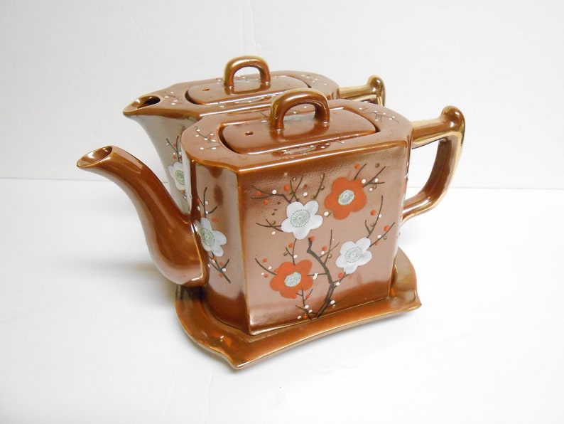 TT Japan Side by Side Tea Set With Tray Hand Painted Floral - Etsy